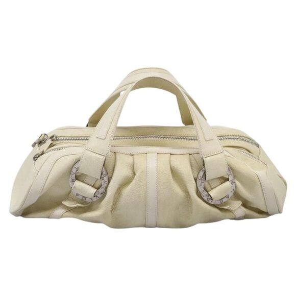 BVLGARI | Bags | Bvlgari Chandra Top Handle Bag Leather Ecru Leather ...